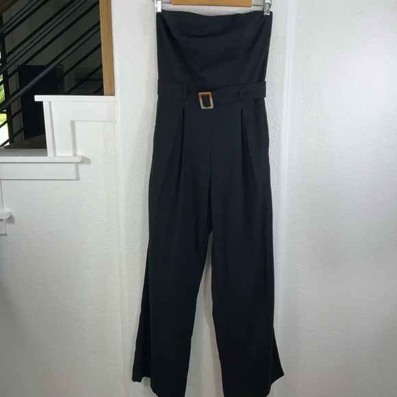 Monteau | Pants & Jumpsuits | Monteau Black Strapless Linen Blend ...